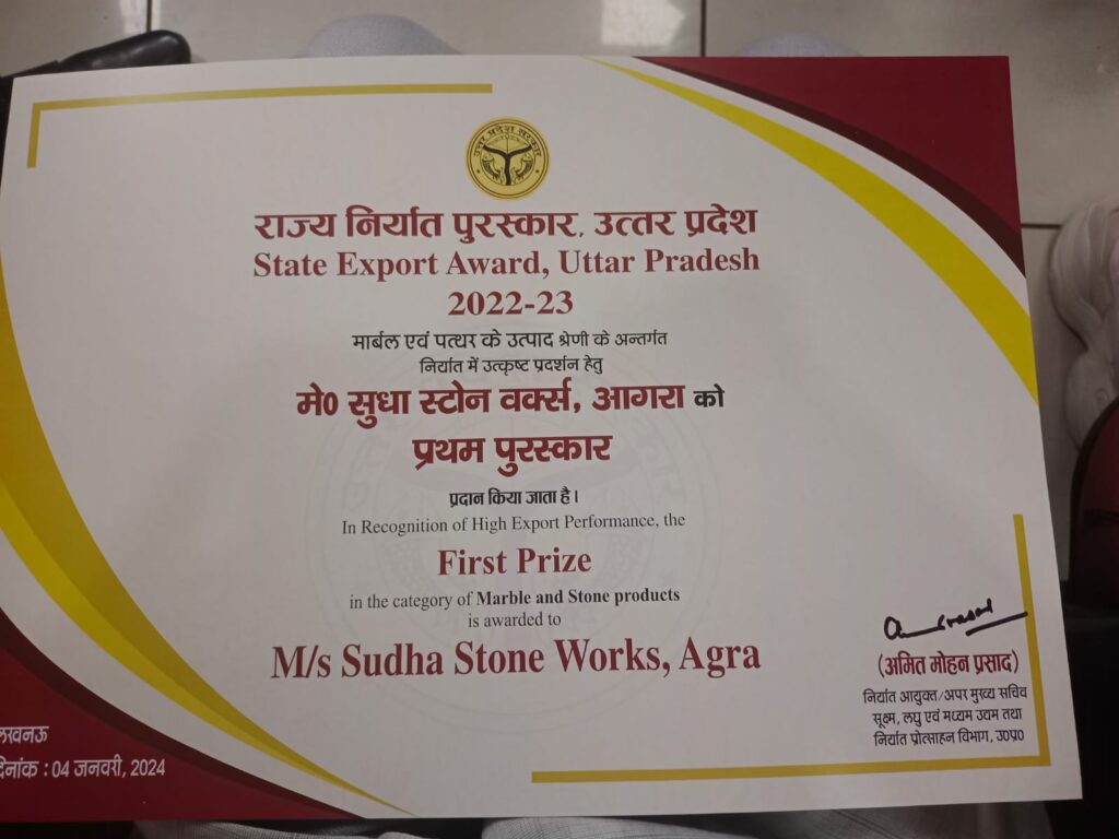 Sudha Stone Works Triumphs: Crowned Best in Marble and Stone Products at State Export Awards ...